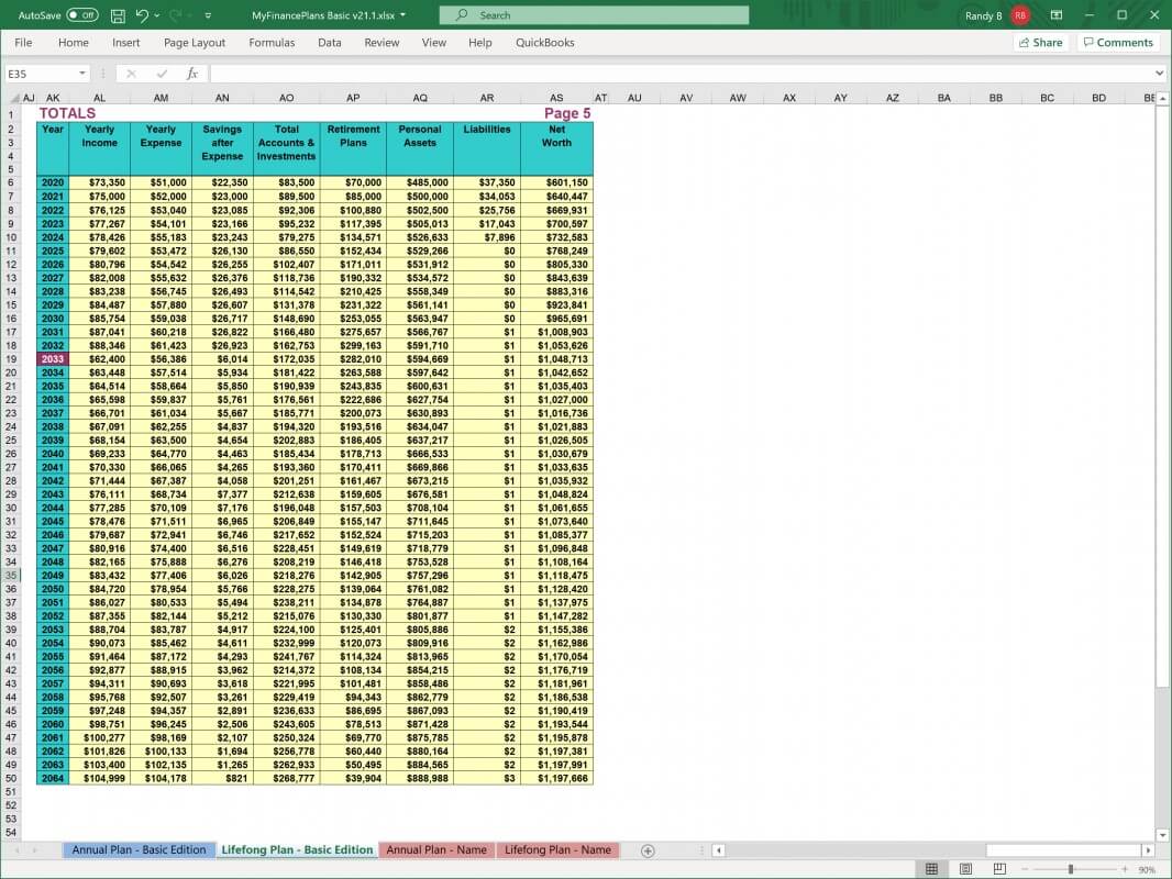 Personal Financial Plan Template - Basic Edition