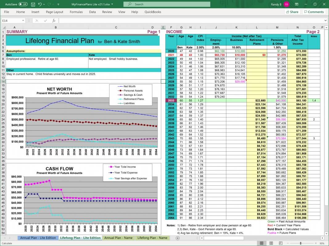 Personal Financial Plan Spreadsheet Template - Lite Edition
