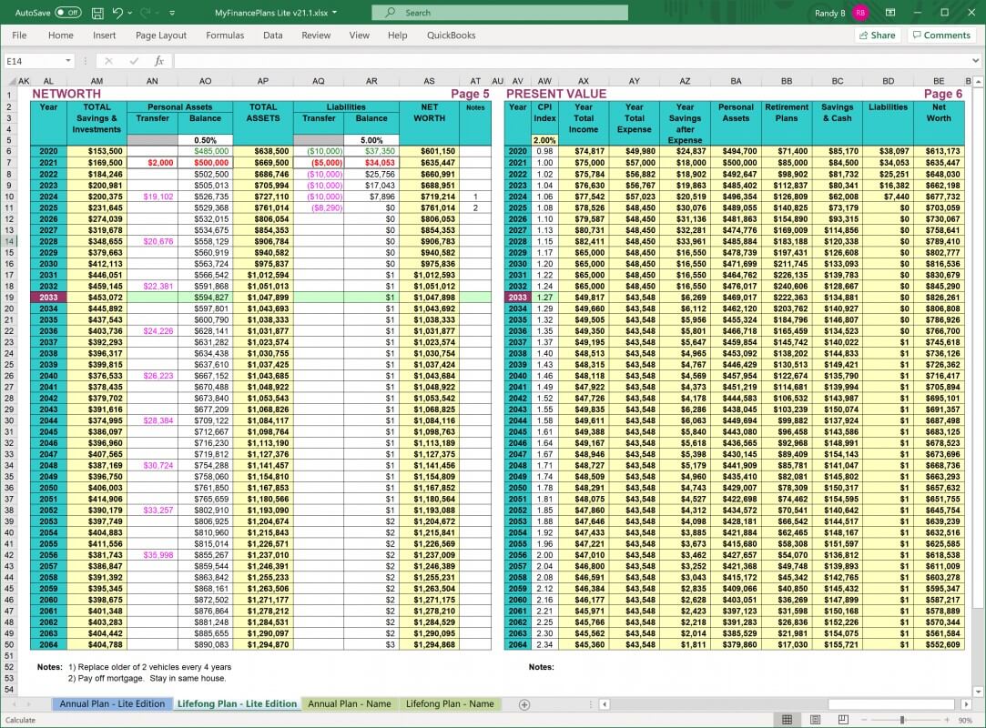 Personal Financial Plan Spreadsheet Template - Lite Edition